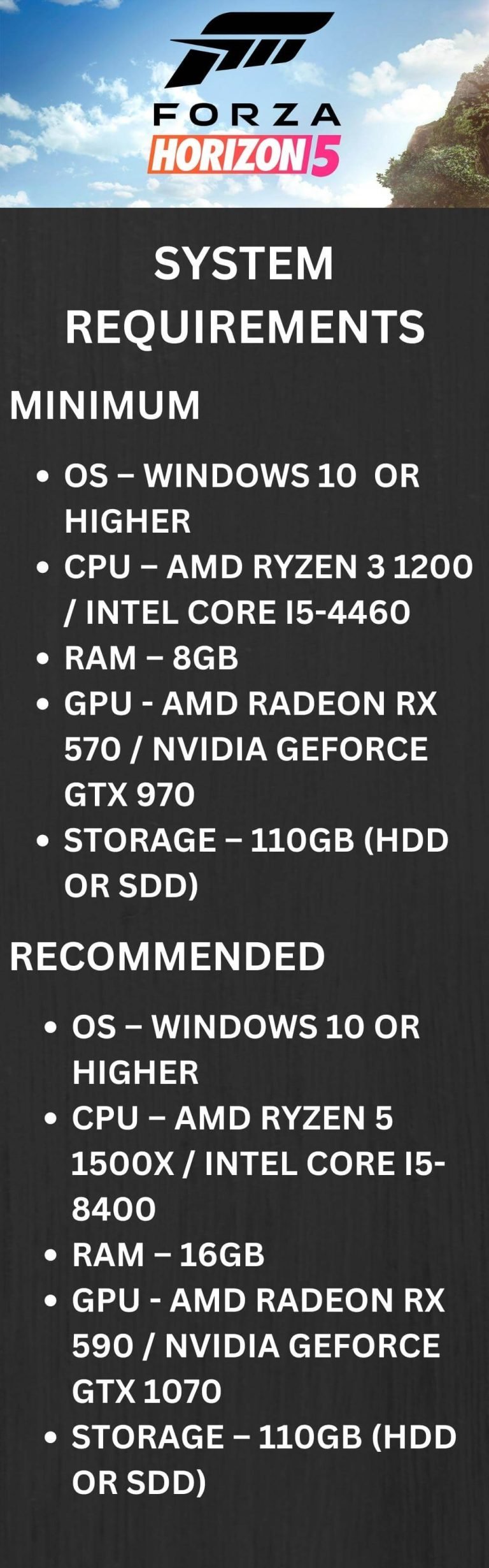 Forza Horizon 5 System Requirements UBG forza-horizon-5-system-requirements-ubg
